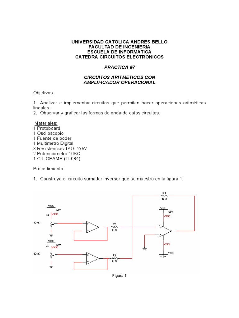 Practica 7 - Circuitos Aritmeticos Con Operacionalesl | PDF