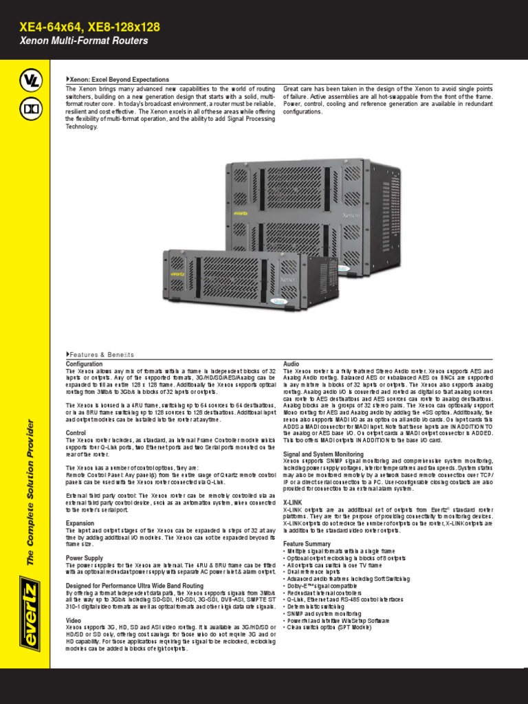 XE4-64x64, XE8-128x128: Xenon Multi-Format Routers | PDF | Signal To ...