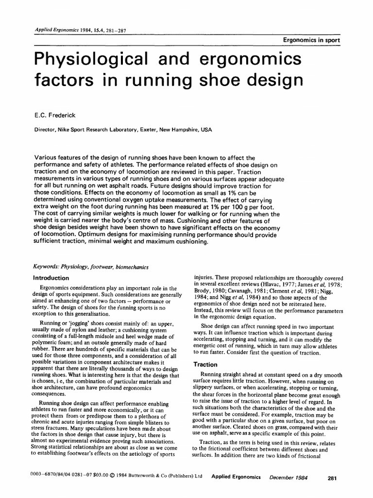 Ergonomics in Running Shoe Design | PDF | Shoe | Coefficient Of Variation