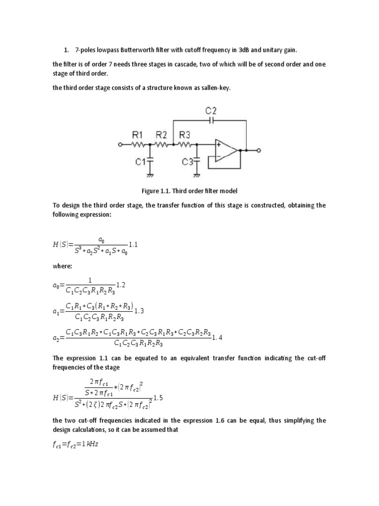 ButterWorth Filter (3 Pole Design) | PDF | Low Pass Filter | Electronic ...