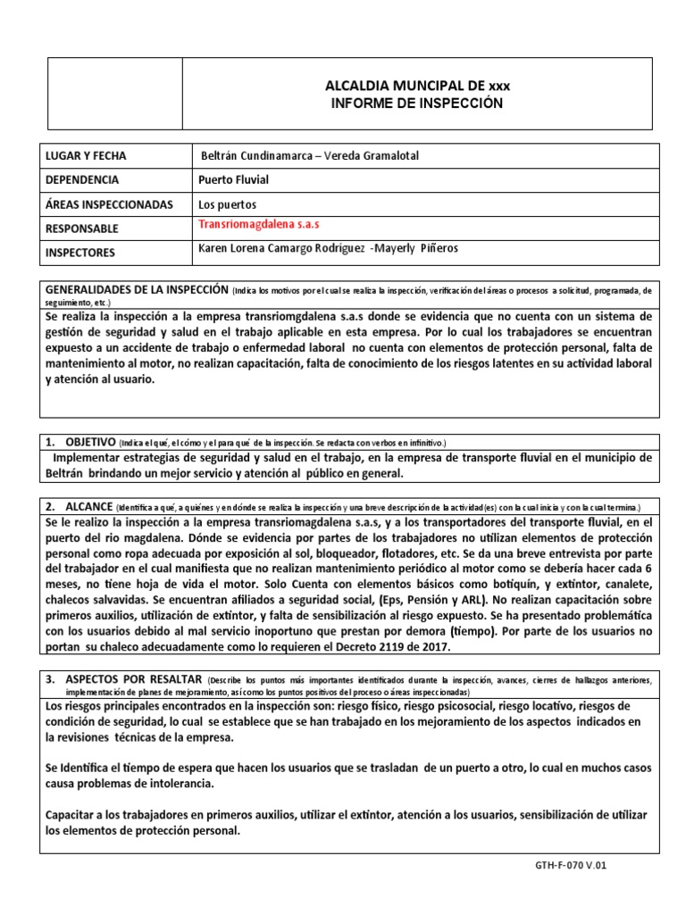 Formato - Informe - de - Inspeccion 2 | PDF | Empresas | Business