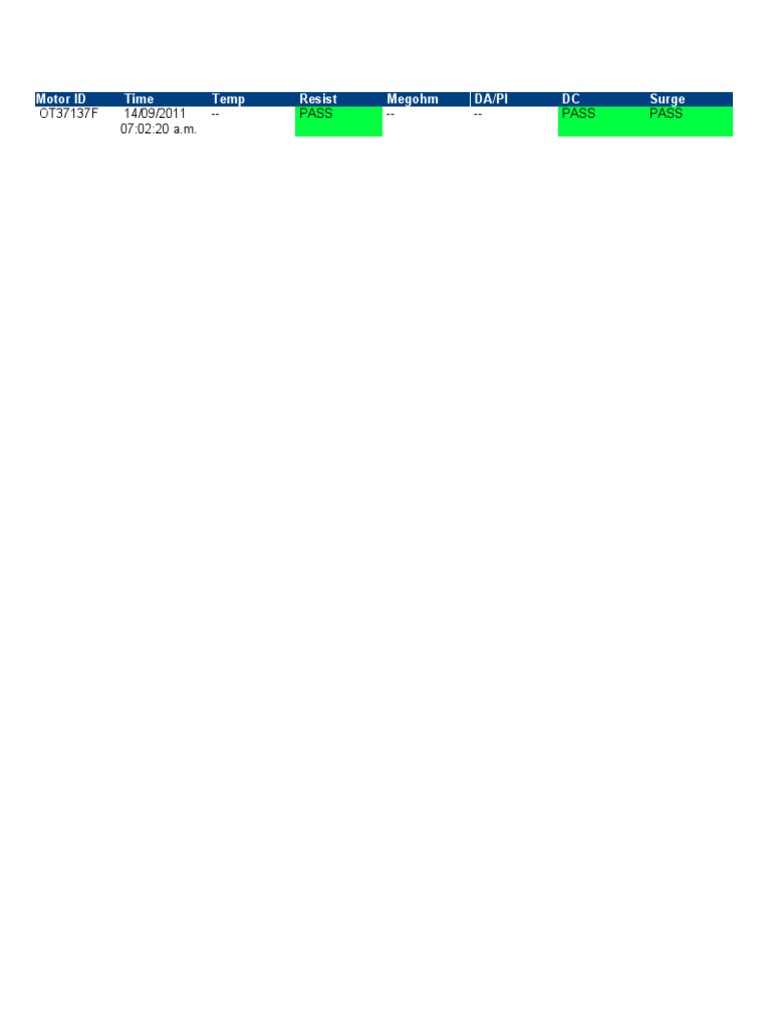 Motor Test Report for OT37137F with Test Results and Nameplate ...