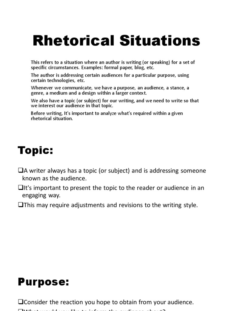 ENG-111 Rhetorical Situations PowerPoint Lecture | PDF | Academic ...