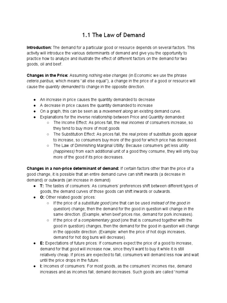 Understanding the Law of Demand | PDF | Demand Curve | Demand