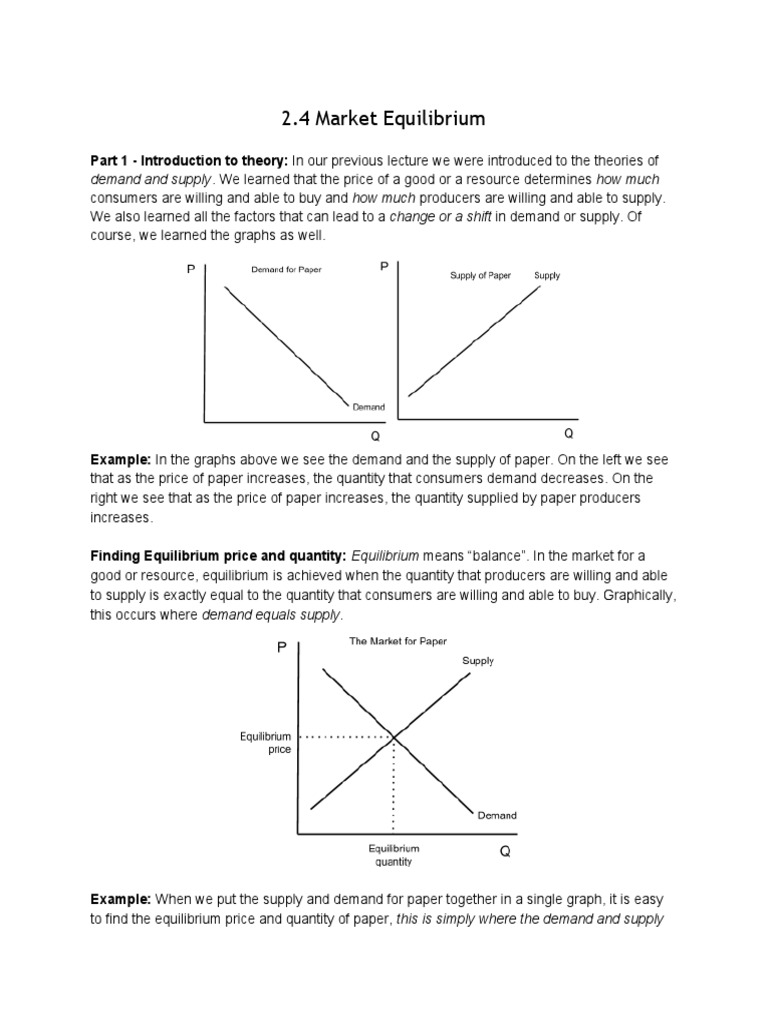 2.4 Market Equilibrium Exercise | Download Free PDF | Supply (Economics ...
