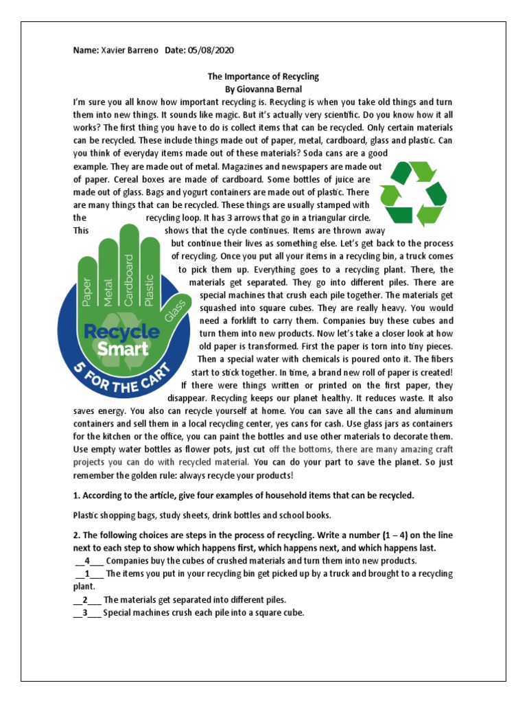 The Importance of Recycling | PDF | Recycling | Paper