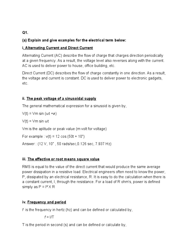 ASSIGNMENT Elektric q1-q3 | PDF | Electric Motor | Electric Power ...