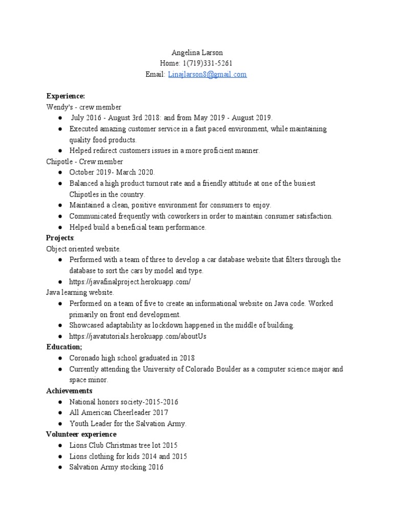 Lina Larson Resume | PDF | Career & Growth | Business