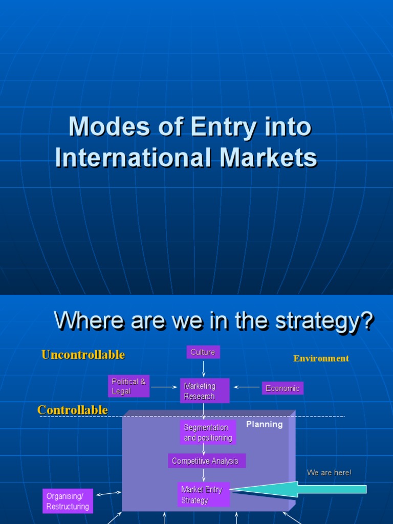 Modes of Entry Into International Markets | PDF | Exports | Franchising