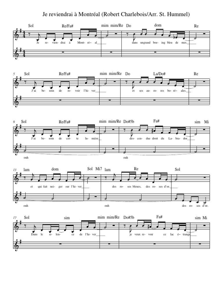 Je Reviendrai À Montréal Piano | PDF | Divertissement (Général)