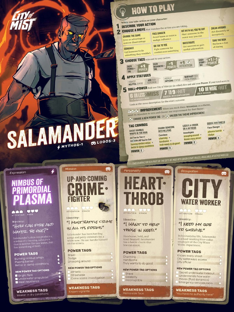 City of Mist RPG - Salamander Playbook | PDF