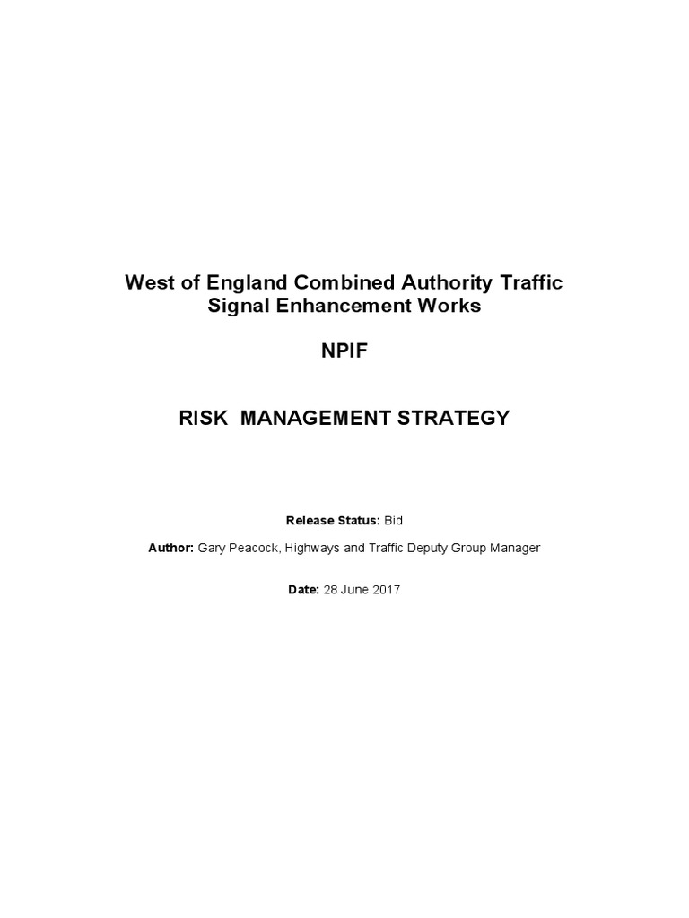 West of England Combined Authority Traffic Signal Enhancement Works ...