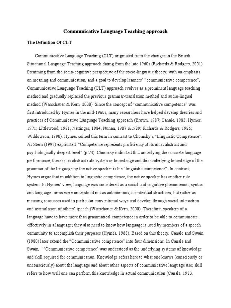 Communicative Language Teaching Approach: The Definition of CLT | PDF ...