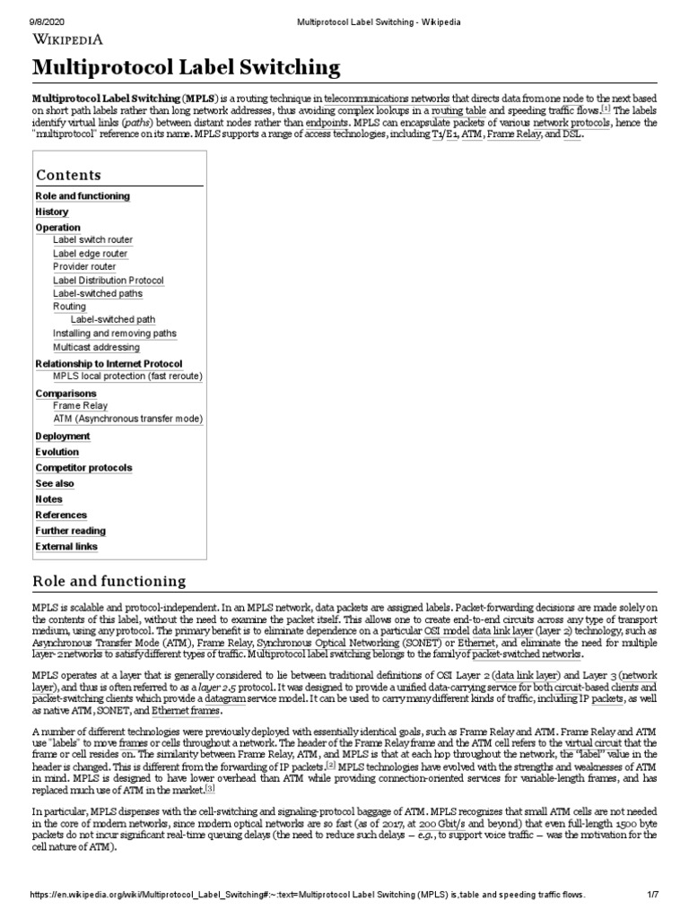 Multiprotocol Label Switching - Wikipedia | PDF | Multiprotocol Label ...