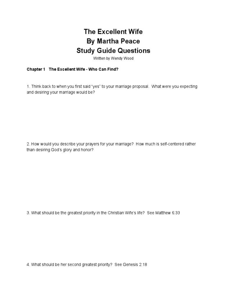 Excellent Wife Study Guide CanyonHills | PDF | Repentance | Jesus