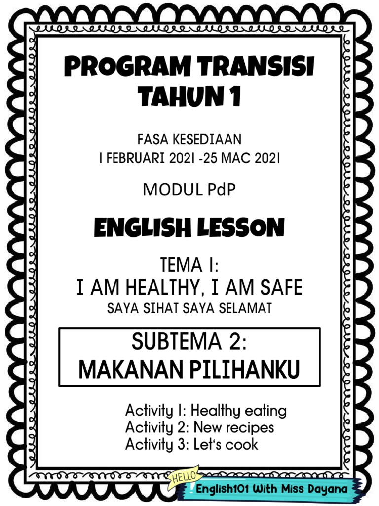 Tema 1 Subtema 2 English Module Program Transisi Tahun 1 | PDF | Teaspoon | Western Cuisine