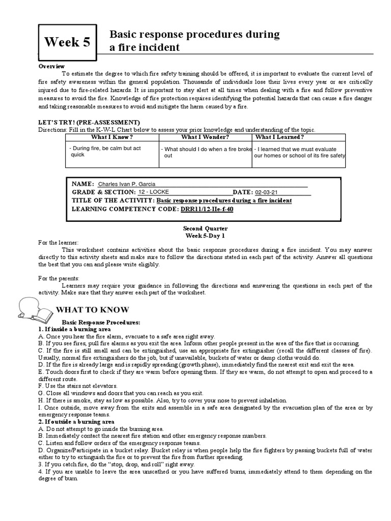 Week 5: Basic Response Procedures During A Fire Incident | PDF | Fire ...