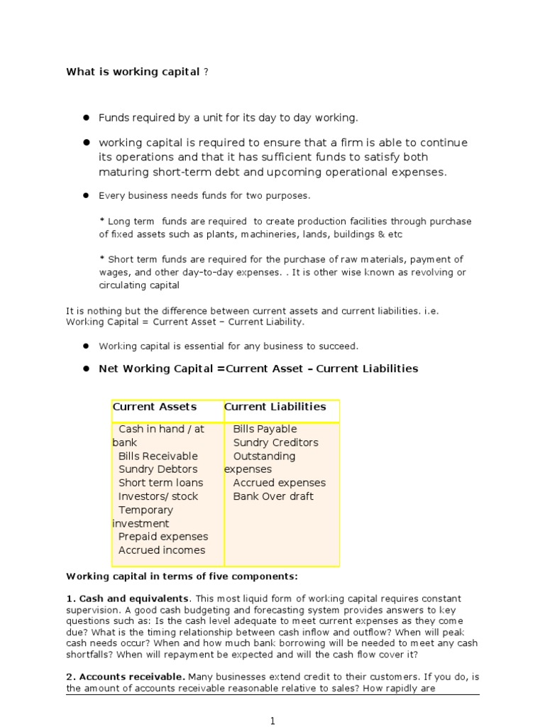 Working Capital | PDF | Working Capital | Inventory