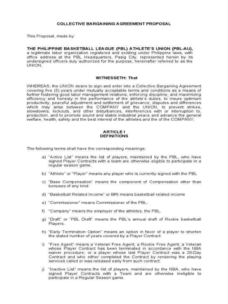 Collective Bargaining Agreement Proposal | PDF | Pension | Trade Union