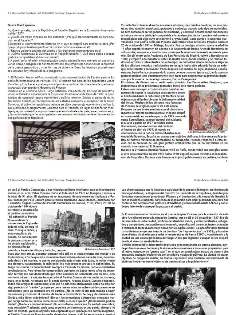 Picasso y el Guernica en la Guerra Civil | PDF | Pablo Picasso | Pinturas