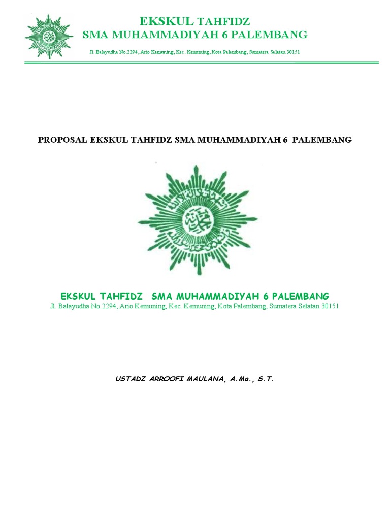 Proposal Eskul Tahfidz Sma Muh 6 | PDF