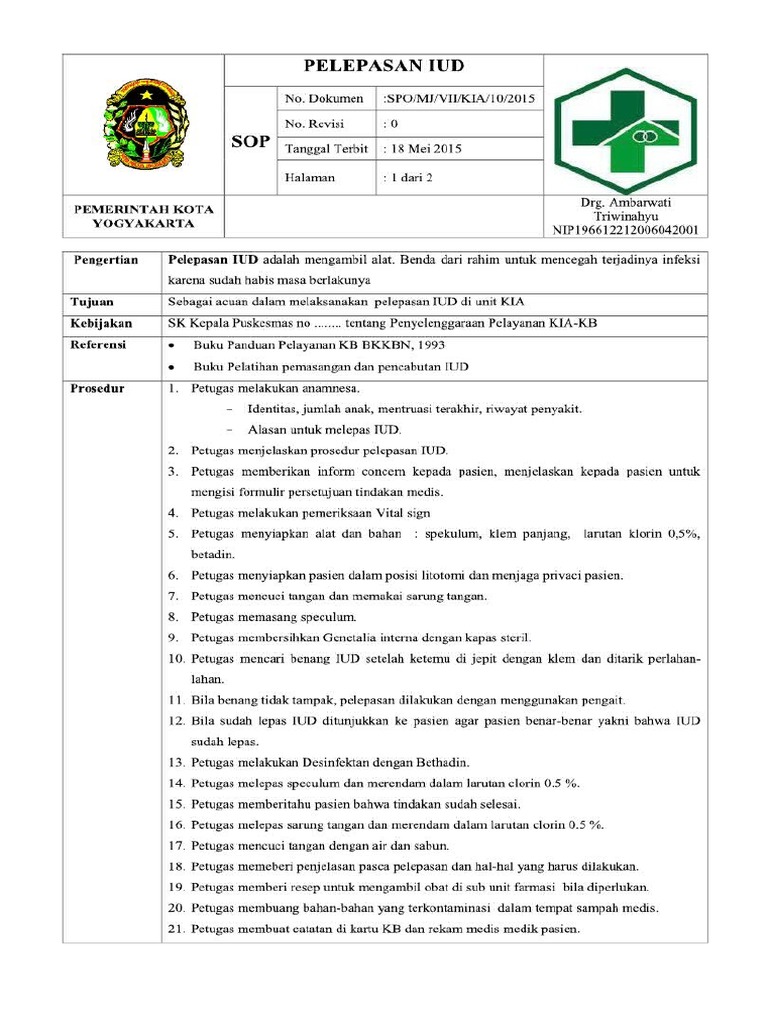 Spo Pelepasan Iud | PDF