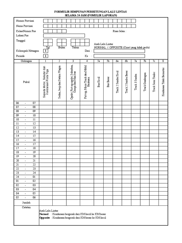 Form Survey Lalu Lintas | PDF