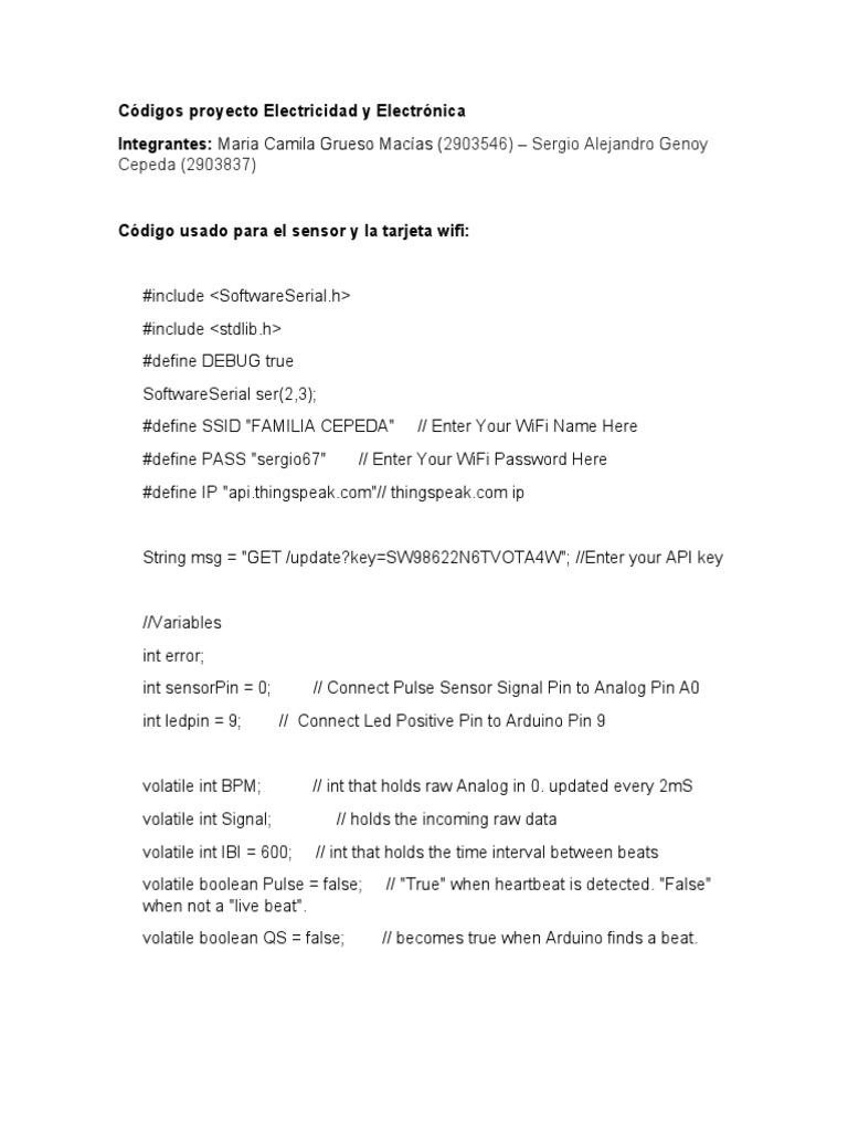 2903546) - Sergio Alejandro Genoy Cepeda (2903837) | PDF | Pulse | Arduino