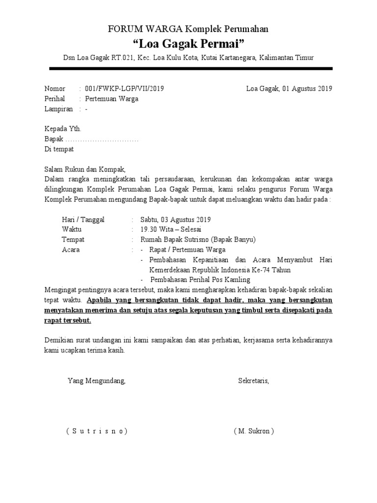 Undangan Pertemuan | PDF