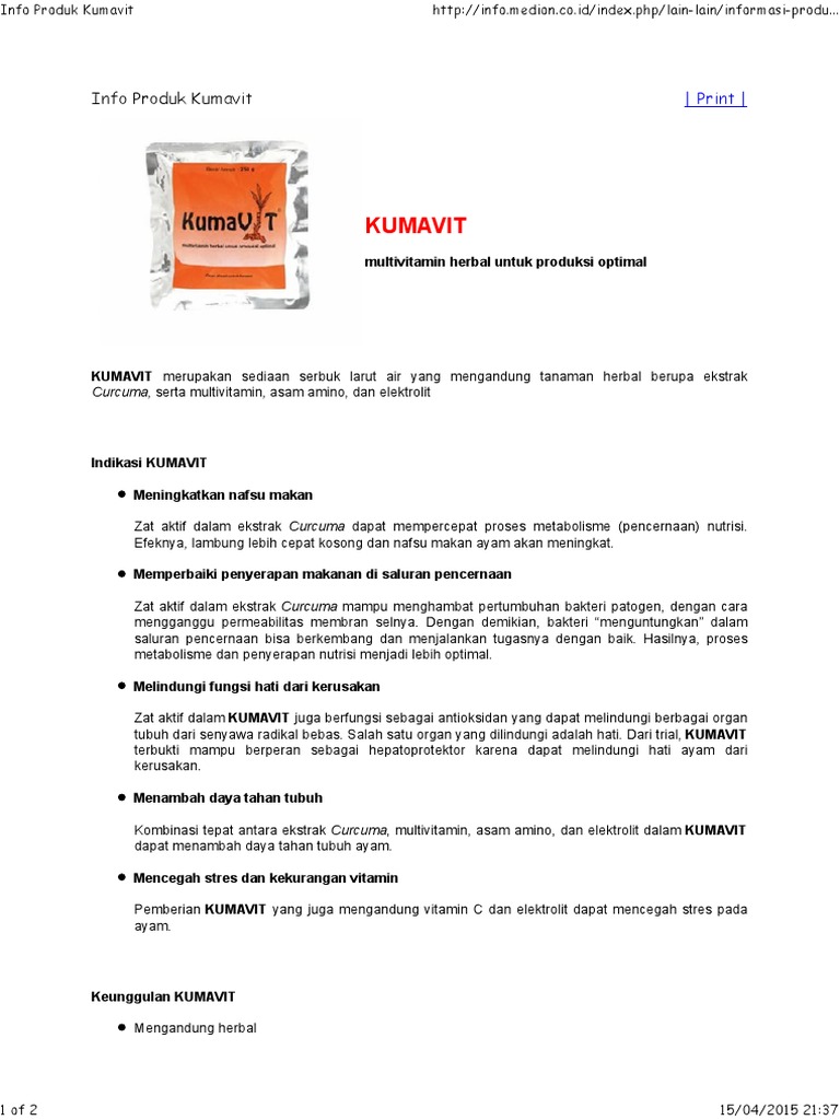 Manfaat dan Dosis Kumavit untuk Ayam | PDF