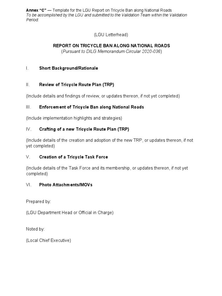 Annex C - Road Clearing LGU Report | PDF