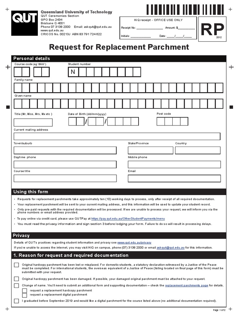 Request For Parchment Replacement | PDF | Accountant | Marriage Act ...
