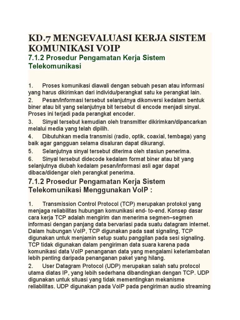 Mengevaluasi Kerja Sistem Komunikasi Voip | PDF