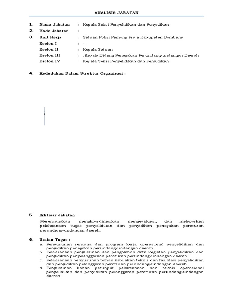 Form Anjab Kasi. Penyelidikan Dan Penyidikan Satpol PP | PDF | Karier ...