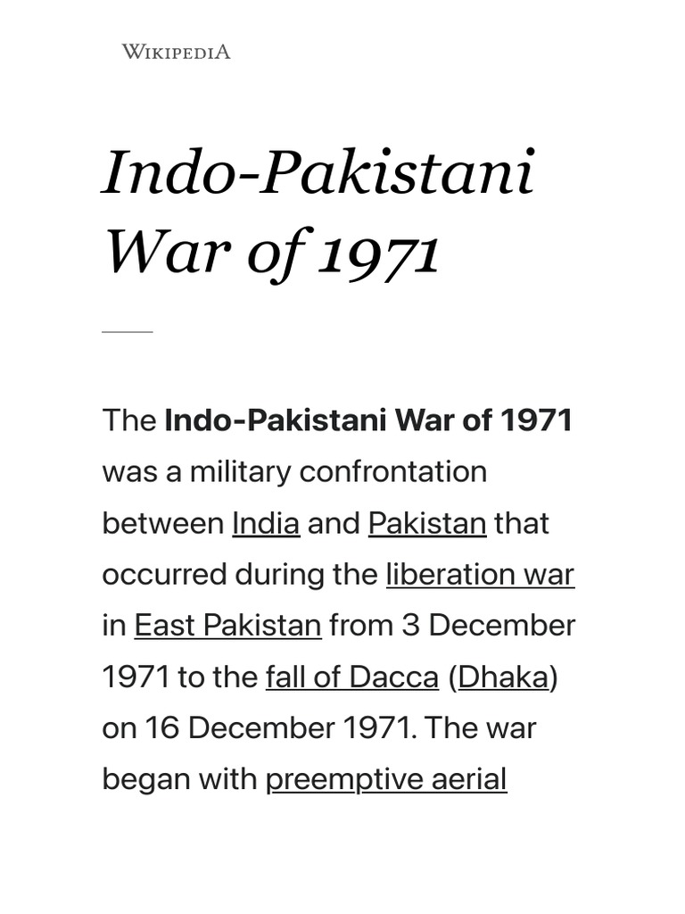 Indo-Pakistani War of 1971 | PDF | Government Of Pakistan | Military