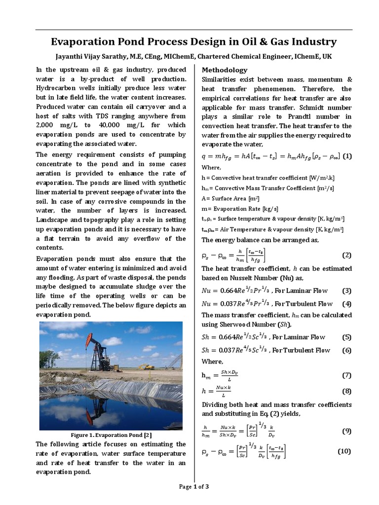 Evaporation Pond Process Design in Oil & Gas Industry | PDF | Heat ...