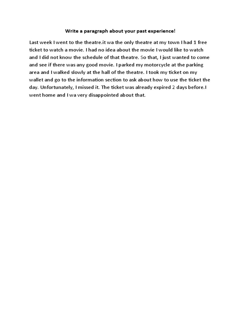 Write A Paragraph About Your Past Experience | PDF | Art | Poetry