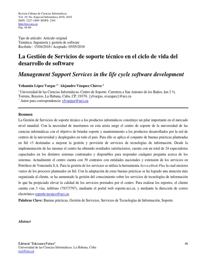 La Gestión de Servicios de Soporte Técnico | Descargar gratis PDF | Itil | Soporte técnico