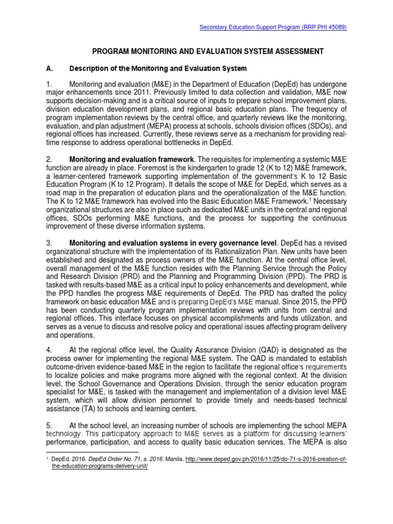 Program Monitoring and System Assessment | PDF | Governance | Evaluation