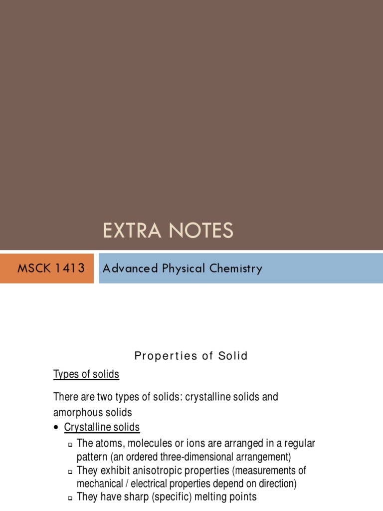 Extra Notes | PDF | Crystal Structure | Crystal