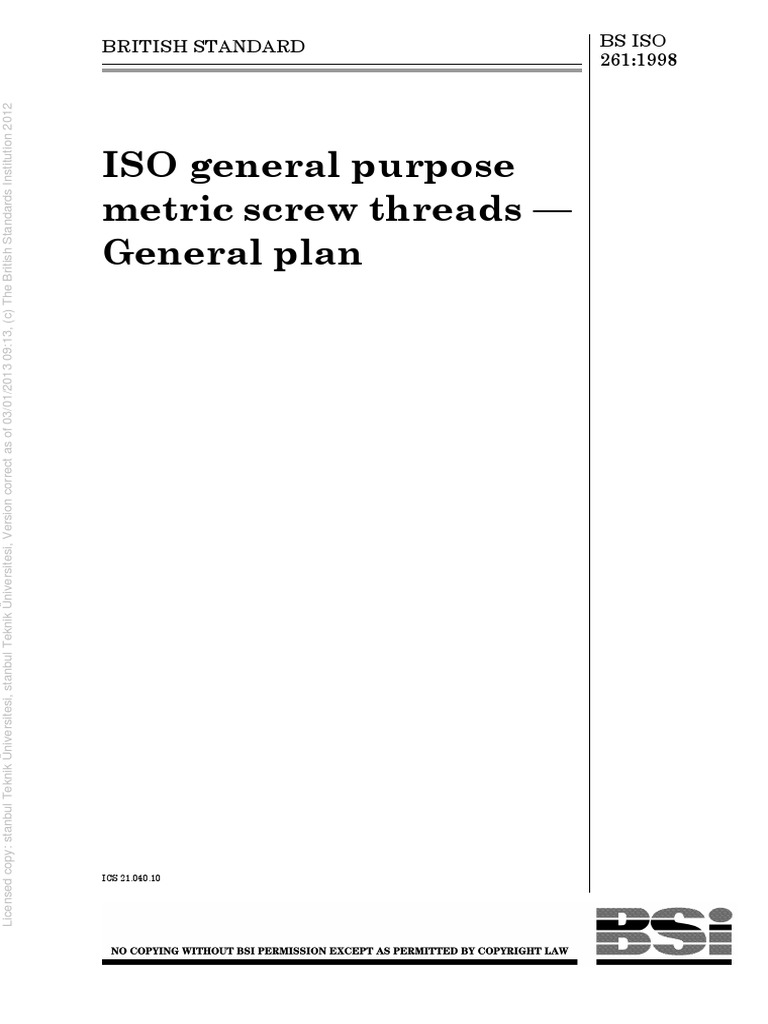 Iso 261 1998 Önemli̇ | PDF | International Organization For ...