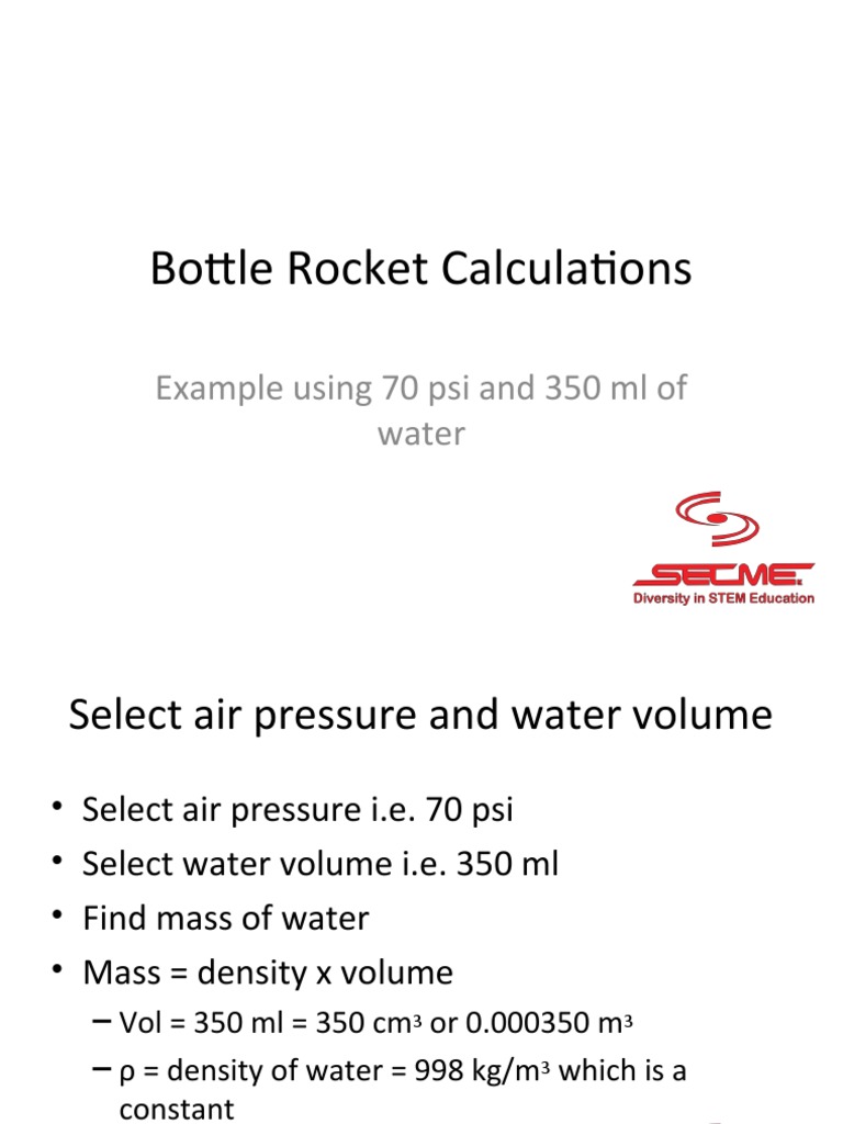 Bottle Rocket Calculations | PDF | Rocket | Thrust