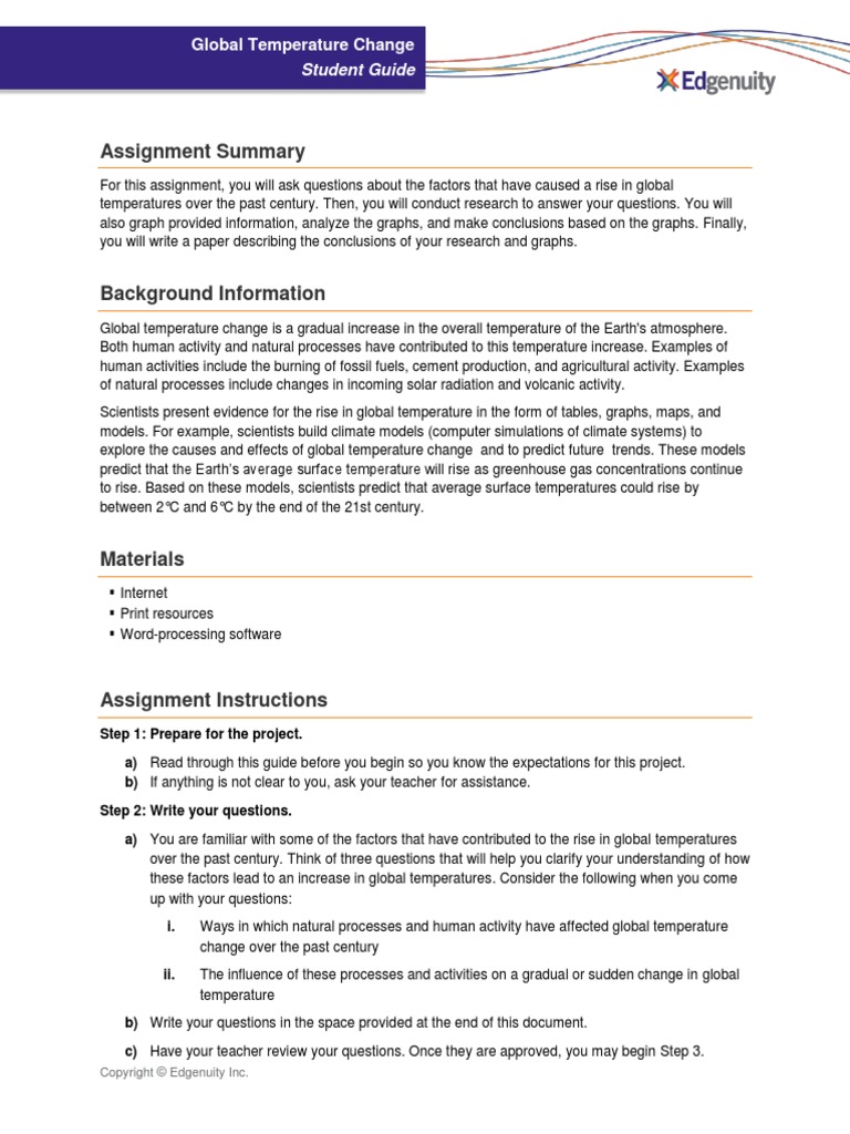 Project-Global Temperature Change-Student Guide | PDF | Climate Change ...
