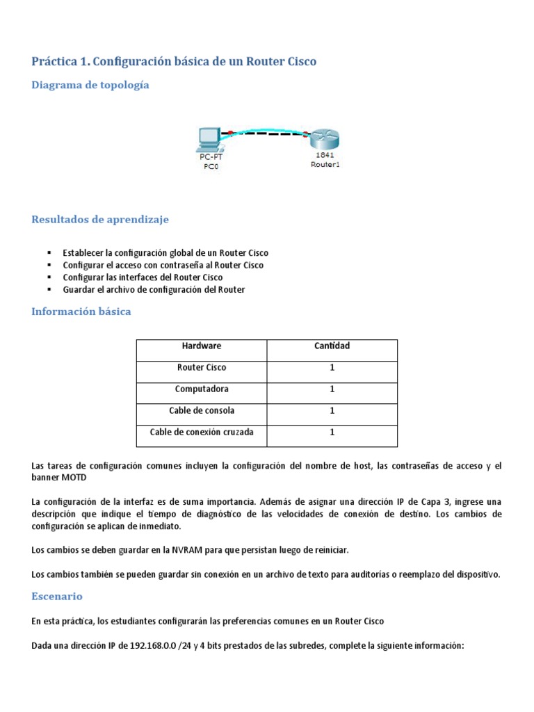 Configuración básica de un router Cisco