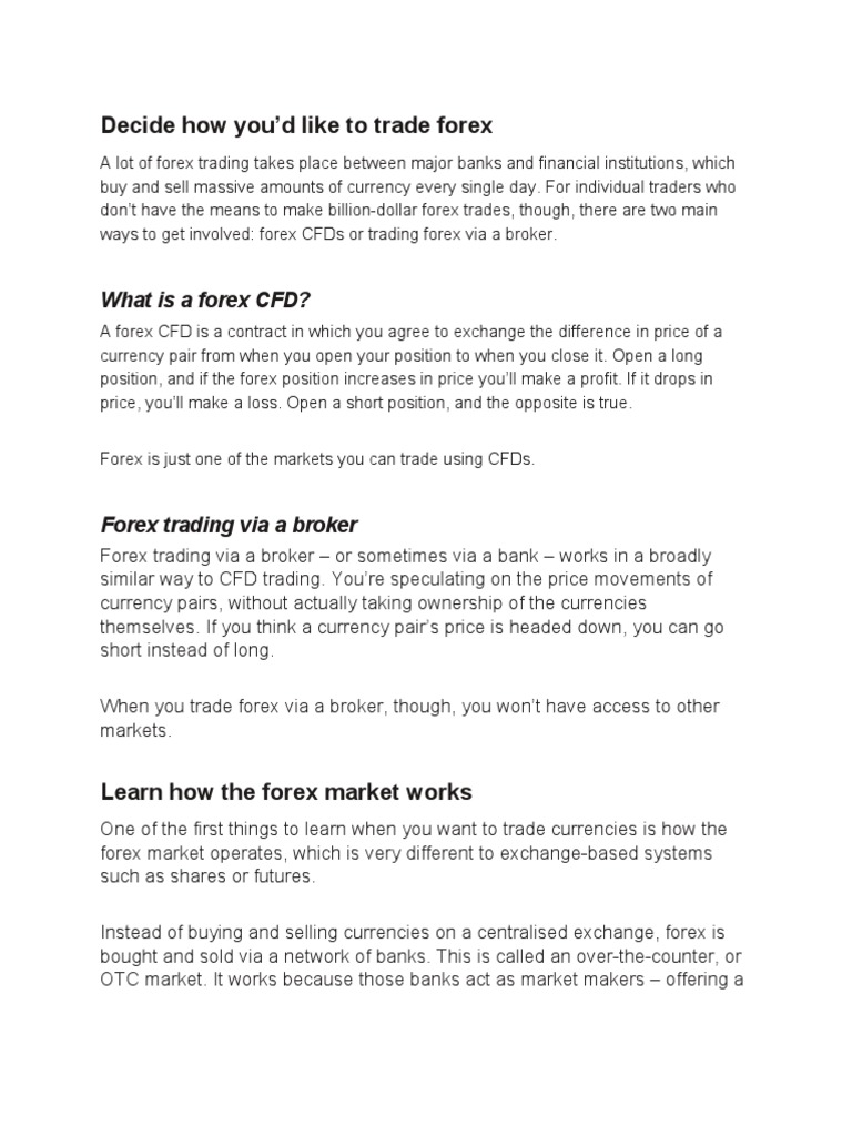 How to Trade Forex: CFDs vs Brokers | PDF