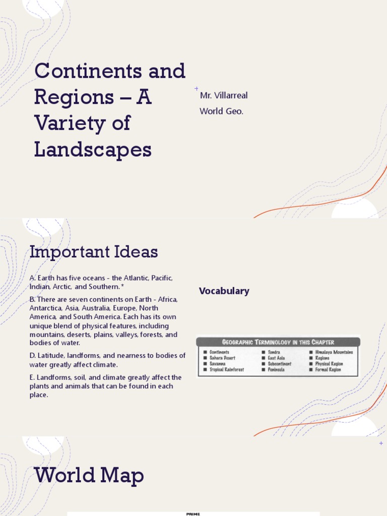 Continents and Regions - A Variety of Landscapes | PDF | North America ...