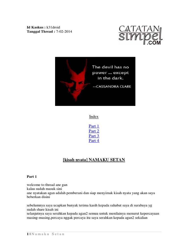 Namaku Setan | PDF