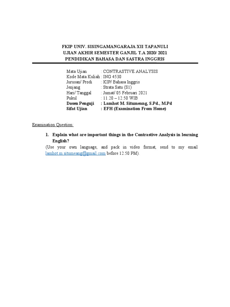 Contrastive Analysis Exam Guide 2021 | PDF | Language Arts & Discipline ...