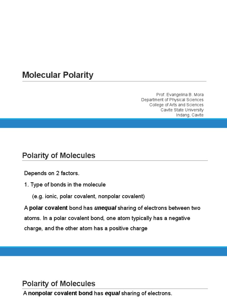 Polarity Of Molecules Pdf