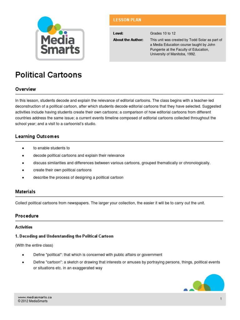 Political Cartoons: Lesson Plan | PDF | Lesson Plan | Emotions